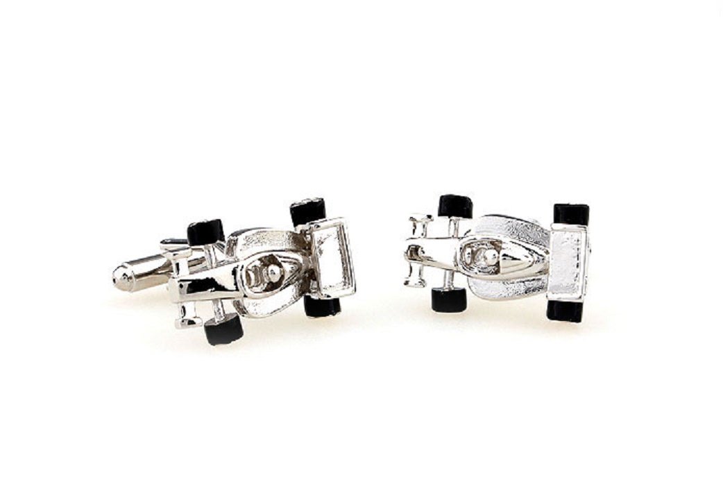 MRCUFF Race Car Auto Racing Indy F1 Formula One Pair Cufflinks in a Presentation Gift Box & Polishing Cloth
