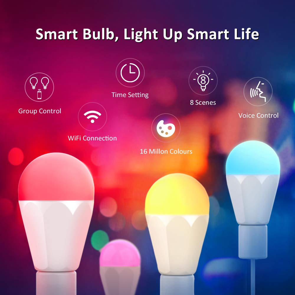 NOVOSTELLA 13W 1300LM Smart LED Light Bulbs, WiFi RGBCW 2700K-6500K Dimmable Multicolor Bulb, A19 E26, 120W Equivalent Color Changing Bulb, No Hub Required, Compatible with Alexa 1Pcs
