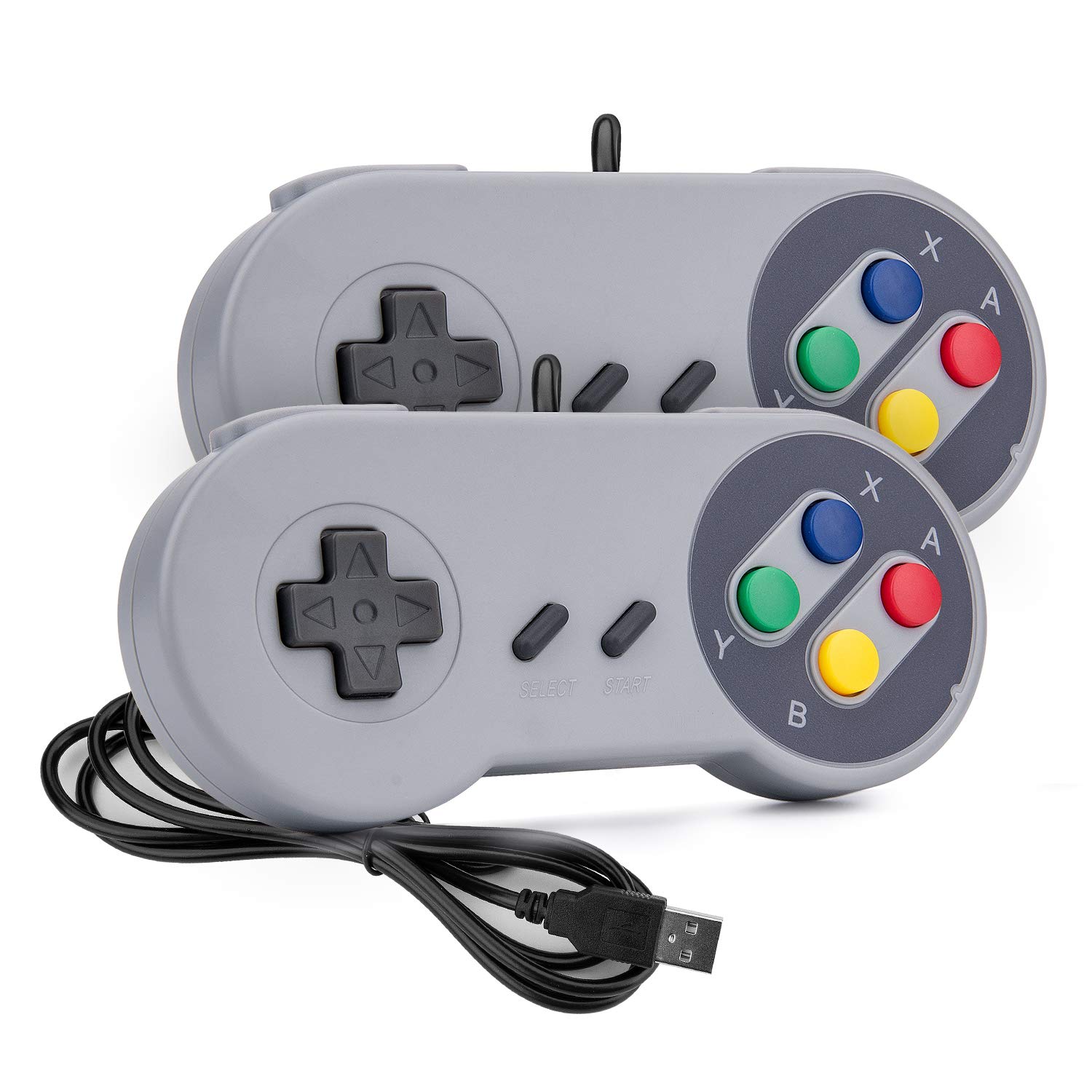 mafiti Game Controller SNES Retro USB Controller Joystick for Windows PC MAC Linux Raspberry Pi 2 Pack (Grey)