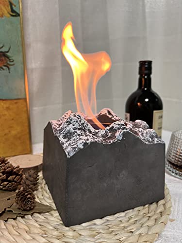Xoten Concrete Tabletop Fire Pit, Snow Mountain,Indoor & Outdoor Fire Pit Bowl, Ethanol Fire Pit, Small Balcony Table Top Fire Bowl, Patio Firepit, Mini Fireplace, Tabletop Fireplace