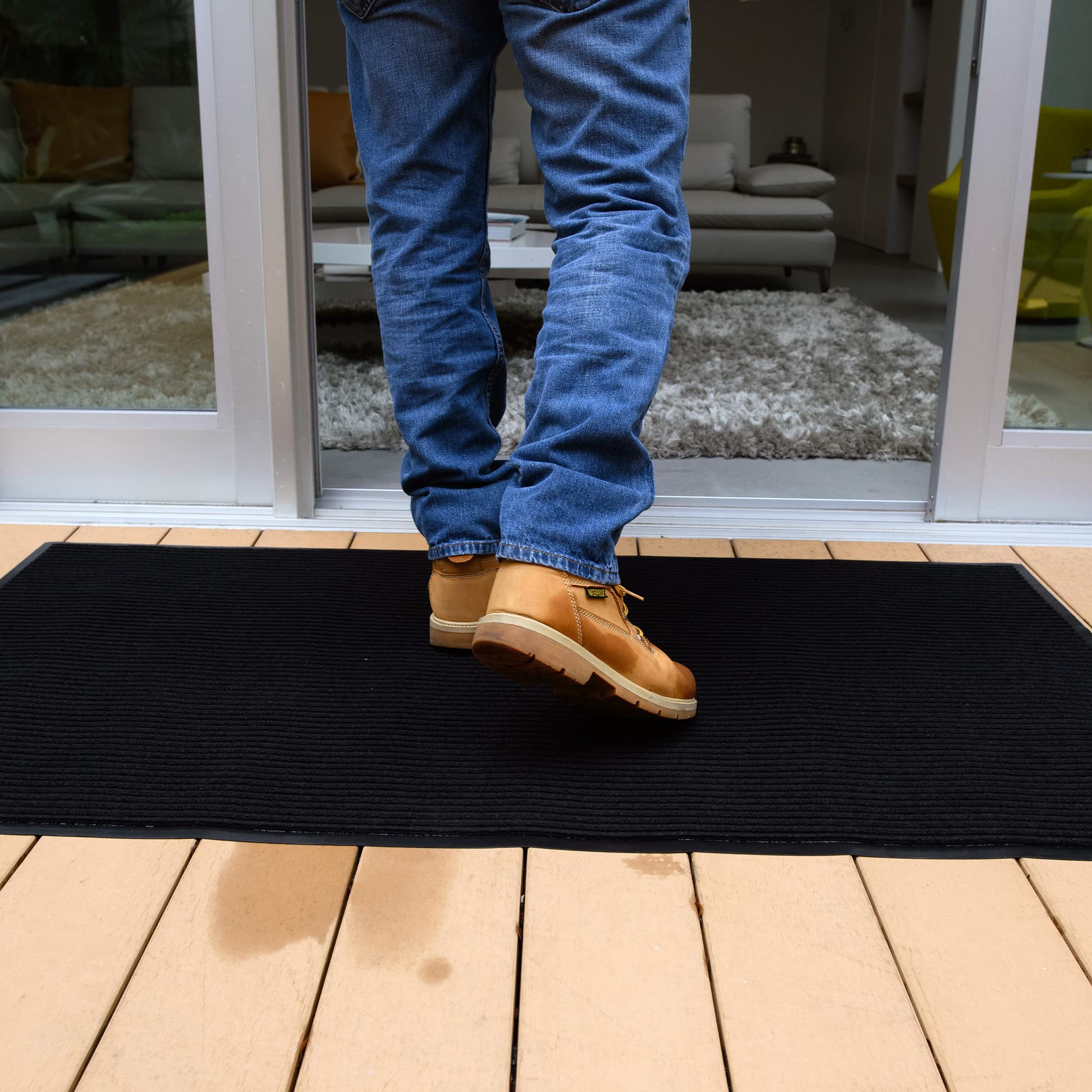UNIMAT 4x6 (48"x 72") Dual Ribbed Outdoor-Indoor Doormat with Waterproof Black Rubber Backing - Stylish Welcome Mat, Perfect for Home, Office, and Kitchen Entrances