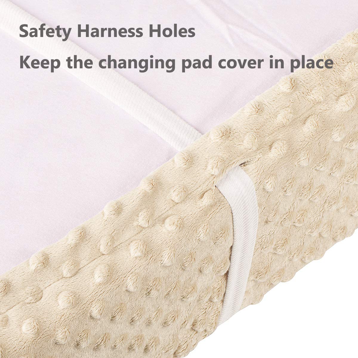 Nozaam - Baby Plush Minky Dot Changing Pad Cover - Ultra-Soft Stretchy Fitted Cover for Standard Nursery Changing Pad (Beige)