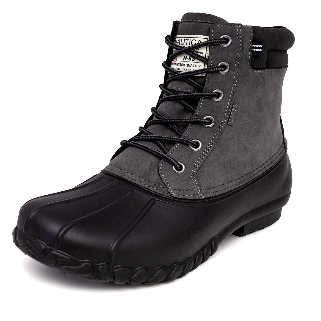 NAUTICA Mens Duck Boots - Waterproof Shell Insulated Snow & Rain Boot - Winter Shoe - Channing-Tan Pebbled-10
