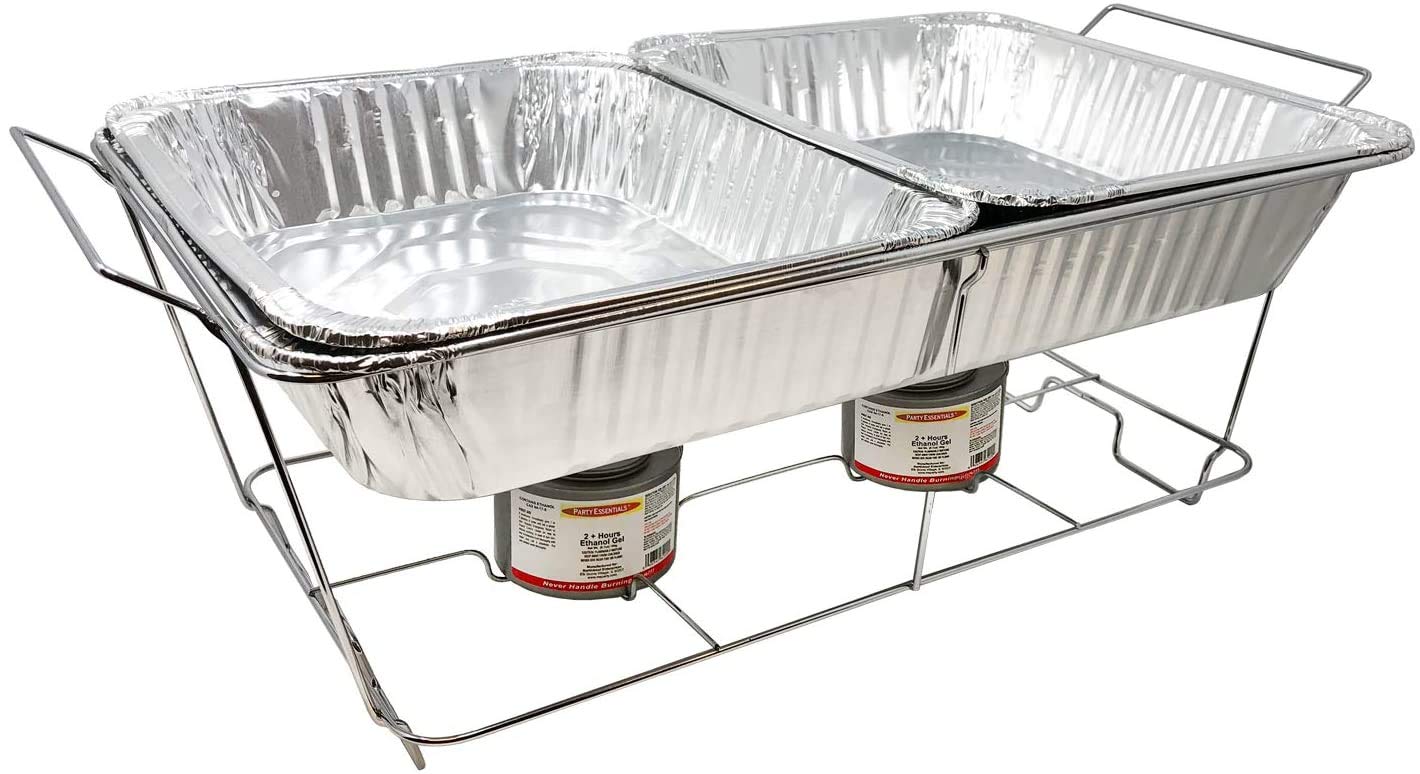 Party Essentials 2-Count Full Size Deluxe Chafing Racks, Chrome