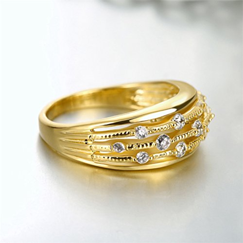 Mrsrui Women's Stacking Ring Pave Cubic Zircon Eternity Promise Ring Wedding Band 18K Gold Plated Party Wear