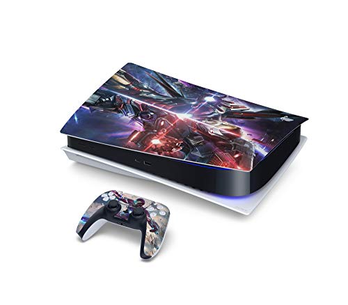 PEYANZ Skin Compatible with P.S.5 Console(Disk Edition) and Controllers Vinyl Sticker, Durable, Scratch Resistant, Bubble-Free