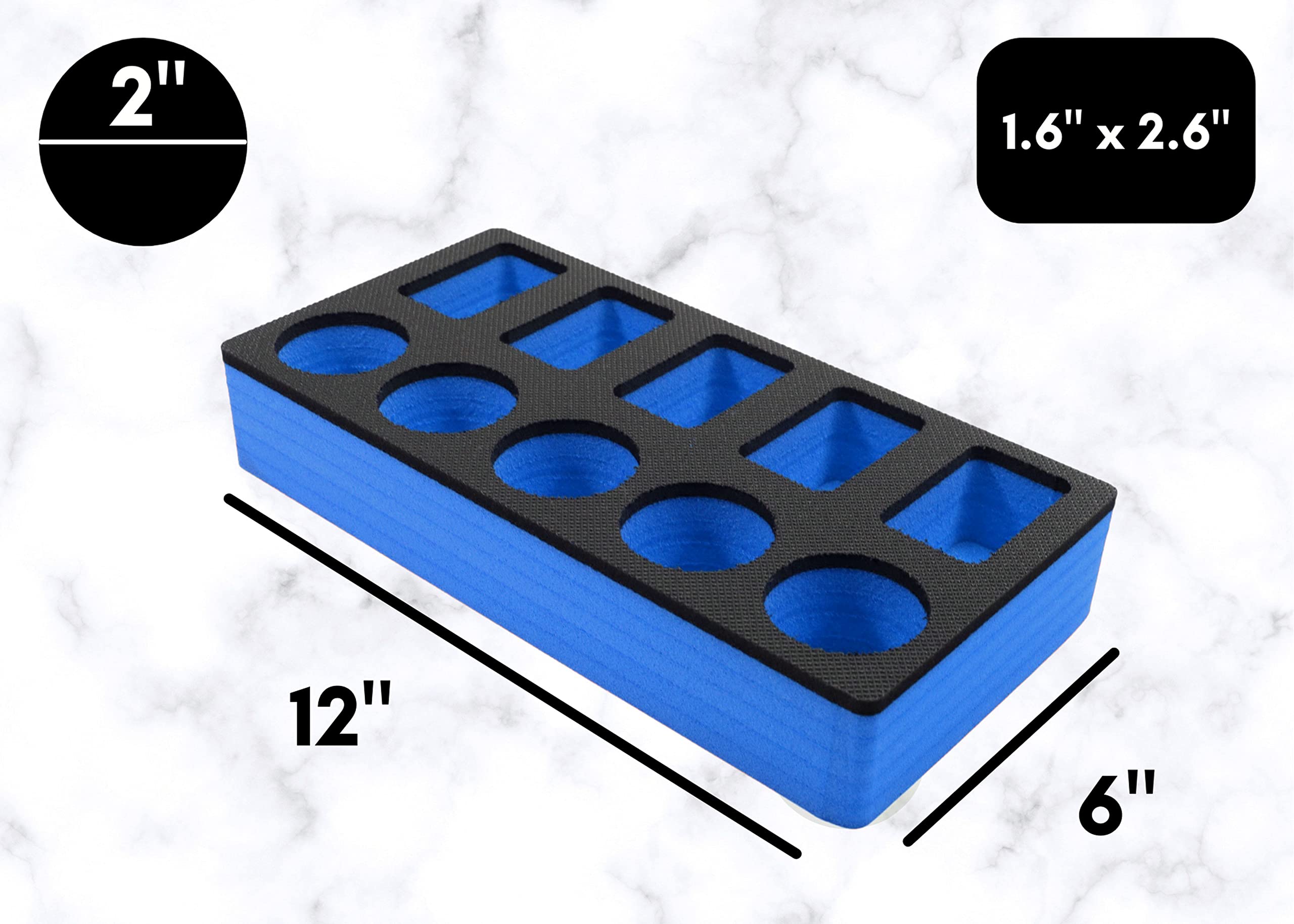 Polar Whale Lotion and Body Spray Stand Organizer Tray Blue Black Durable Foam Washable Waterproof Insert for Home Bathroom Bedroom Office 12 x 6 x 2 Inches 10 Slots