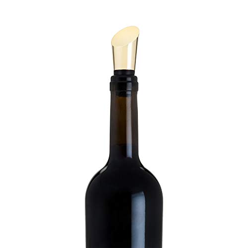 Viski Heavyweight Bottle Stopper, Wine Bottle Stopper, Wine Preserver for Red and White Wines, Gold Plated Stainless Steel with Silicone Seal, Set of 1