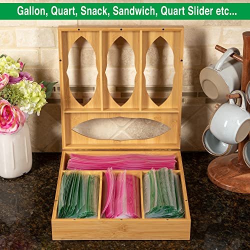 Ziplock Bag Storage Organizer, Kitchen Organization, Drawer Organizer, Magnetic, Bamboo, Unique Design