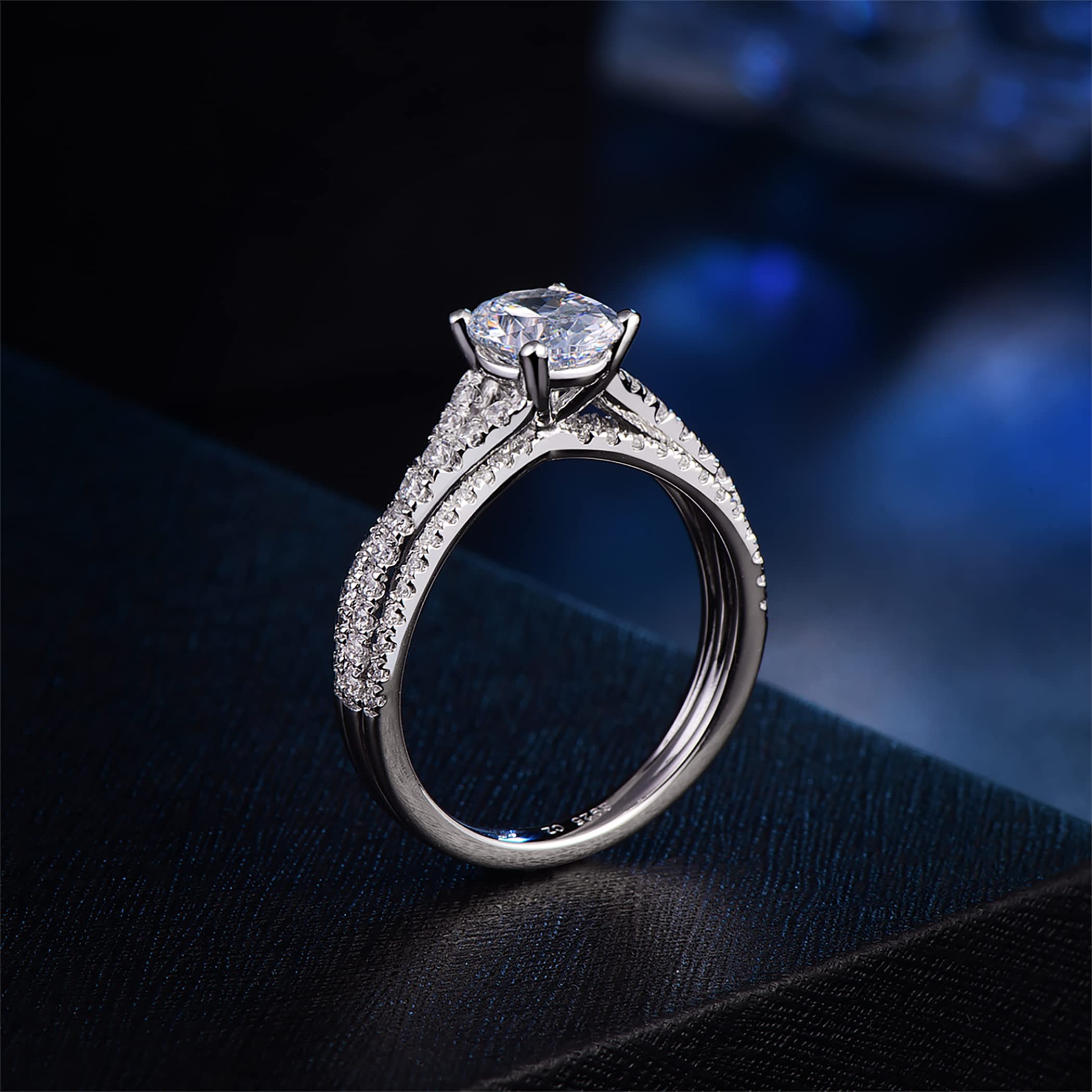 Petite Twisted 1.5 Carat Oval CutD Color VVS Moissanite Engagement Rings for Women (6.5)