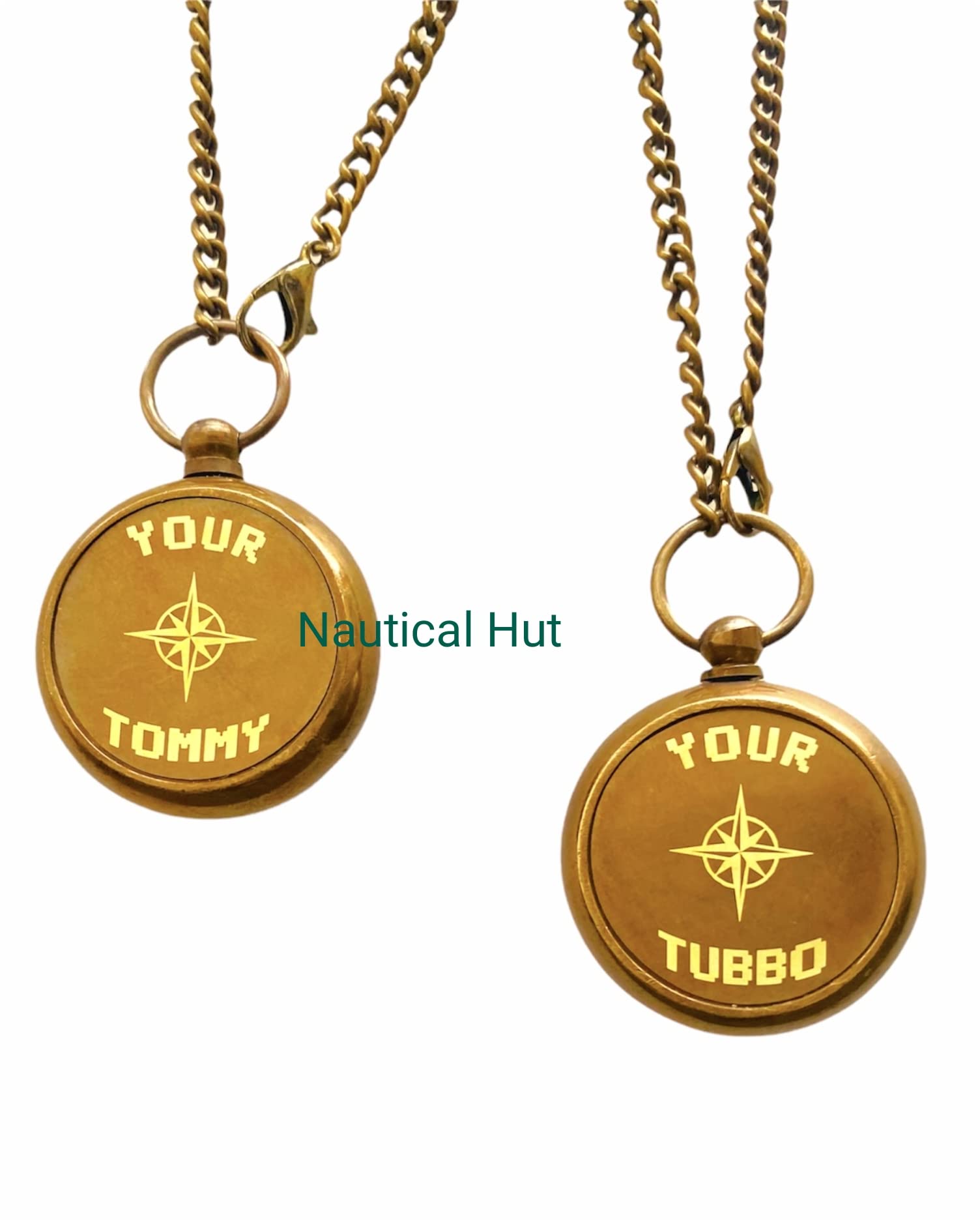 Nautical Hut Your Tommy Your Tubbo Brass Locket Nautical Pocket Compass with Leather Carry