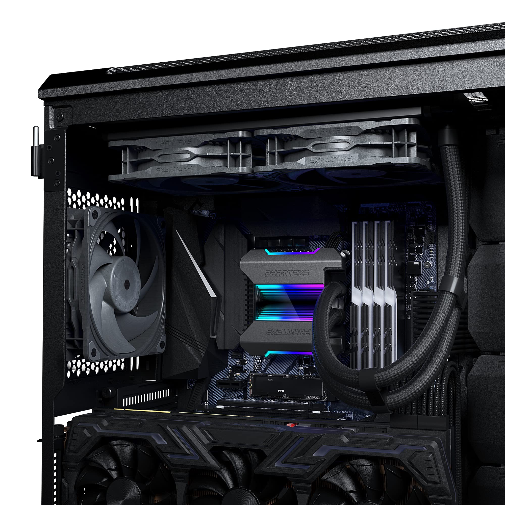 Phanteks (PH-GO240T30_DAG01) Glacier One 240T30 D-RGB AIO Liquid CPU Cooler, Infinity Mirror Pump Cap Design, Aluminum Covers, 2X T30-120 High-end Fans, Anthracite Grey,Black