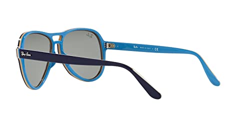 Ray-Ban Men's Rb4355 Vagabond Evolve Polarized Aviator Sunglasses, Blue Creamy Light Blue/Photochromic Grey Mirrored Grey, 58 mm