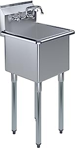 Stainless Steel One Compartment Laundry Utility Room Mop Sink with Faucet - NSF