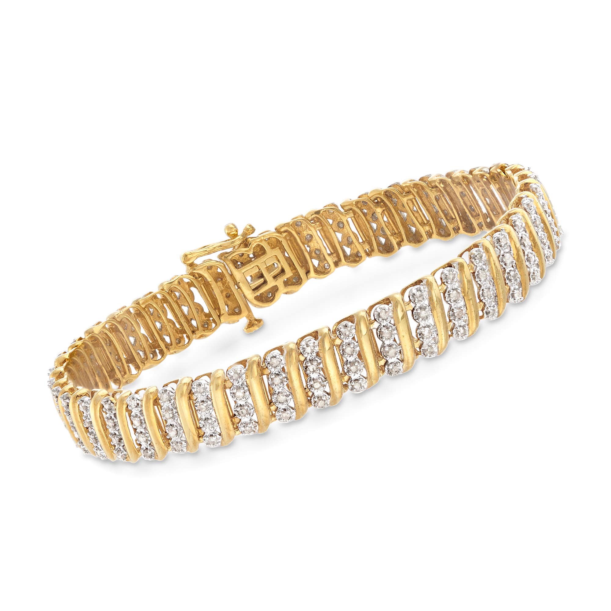 Ross-Simons 1.15 ct. t.w. Diamond Link Bracelet in 18kt Gold Over Sterling. 8 inches