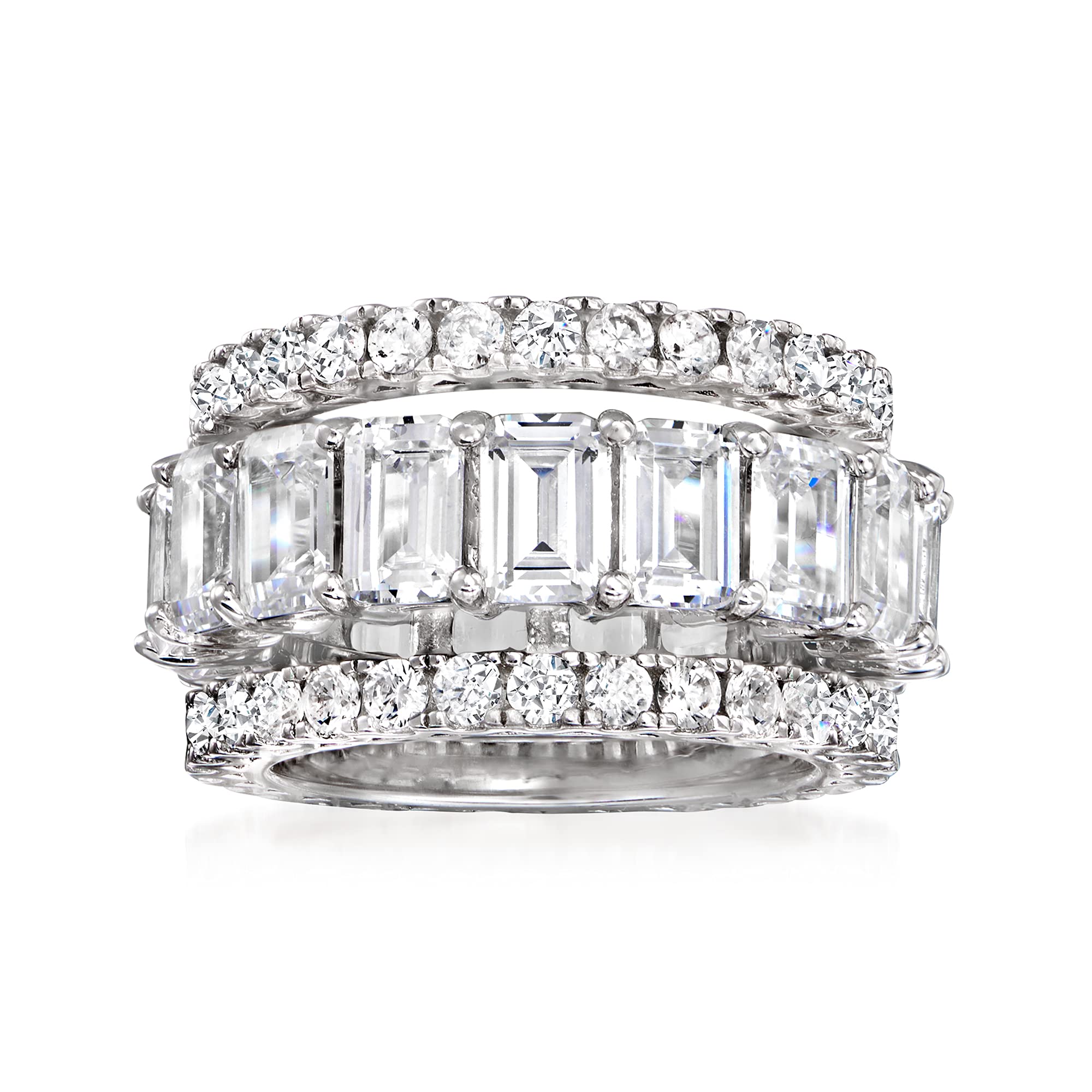 Ross-Simons 11.65 ct. t.w. CZ Jewelry Set: 3 Eternity Bands in Sterling Silver. Size 7