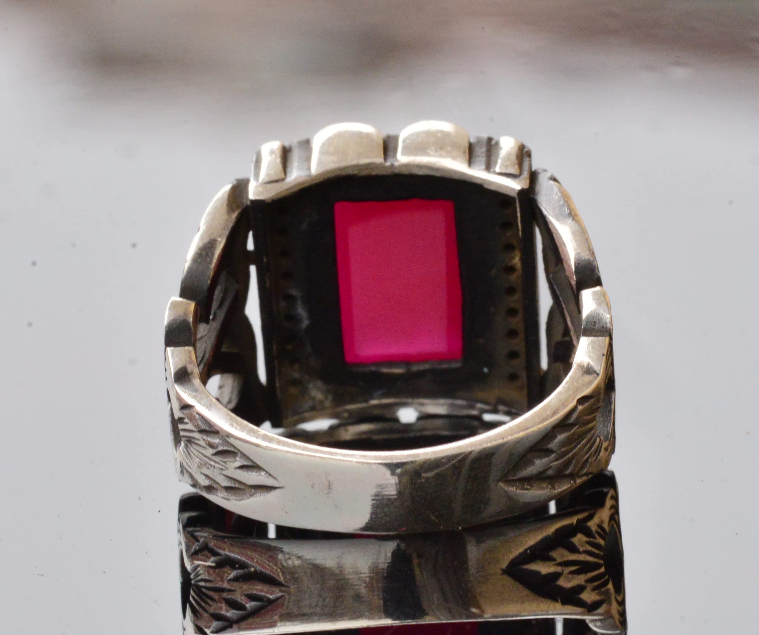 Real Genuine Ruby Gemstone Ring, 11.55 Carat, Sterling Silver Ring, Silver Ring Gemstone Band