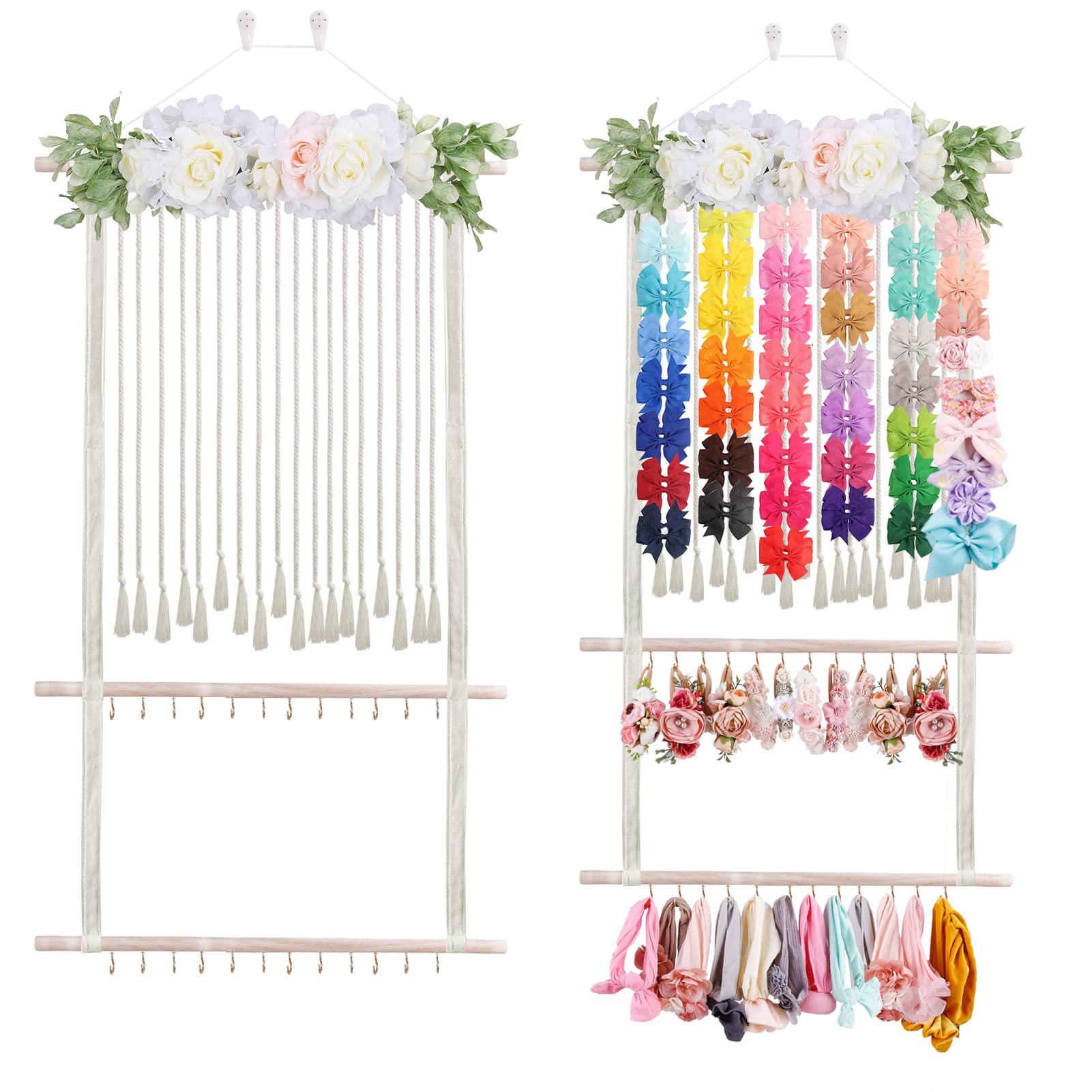 OOSAKU Headband Holder for Girls Baby Hair Accessories Organizer Storage Wall Hanging Decor for Girls Room Door Hair Bows Organizer
