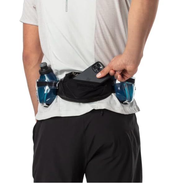 Nathan Hydration Insulated Running Belt Trail Mix Plus - Adjustable Running Belt – TrailMix Includes 2 Insulated Bottles/Flask – with Storage Pockets. Fits Most iPhones (One Size, Black)