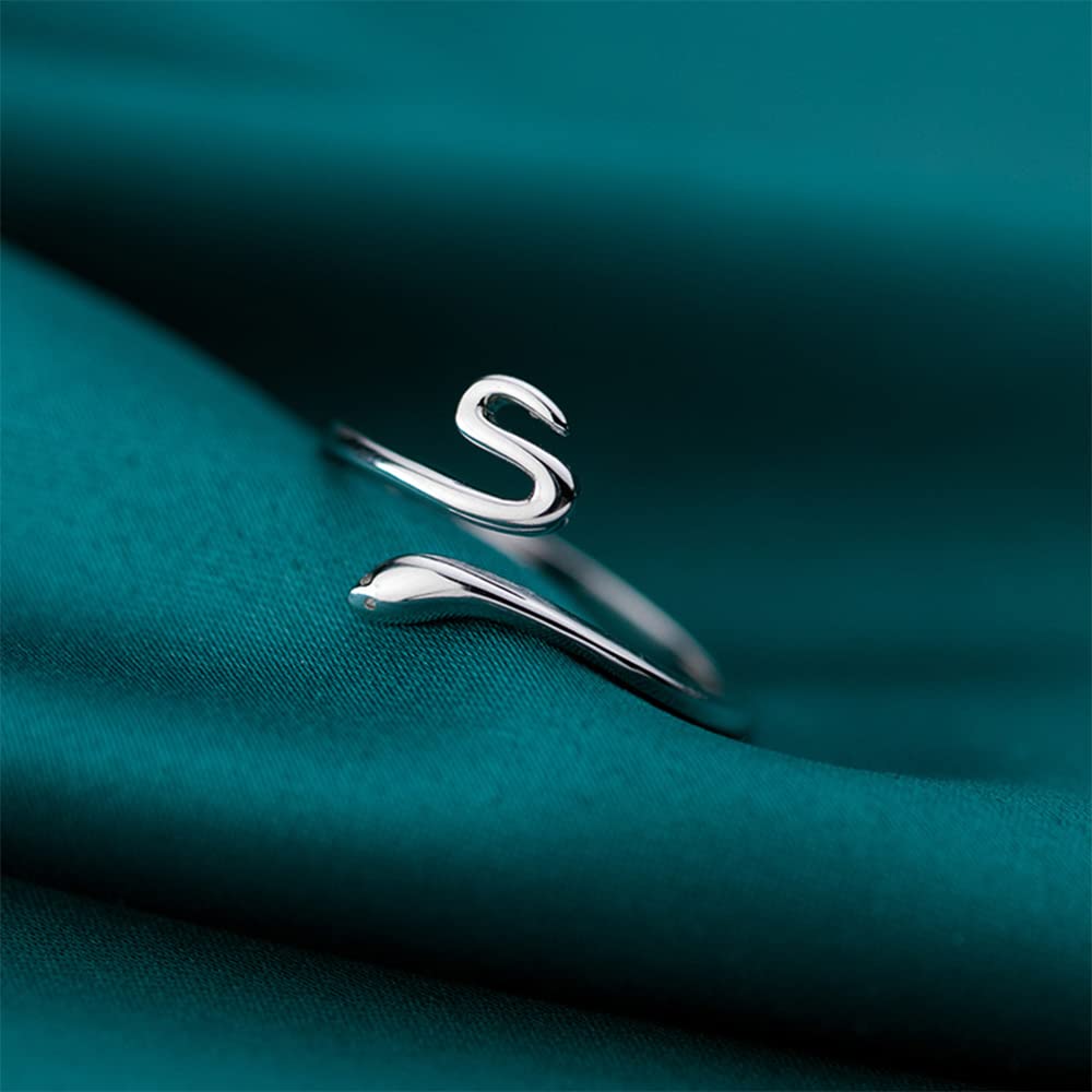 SILBERTALE Cool Snake Rings 925 Sterling Silver for Women Simple animal Stackable Knuckle Adjustabe Finger Rings For Men