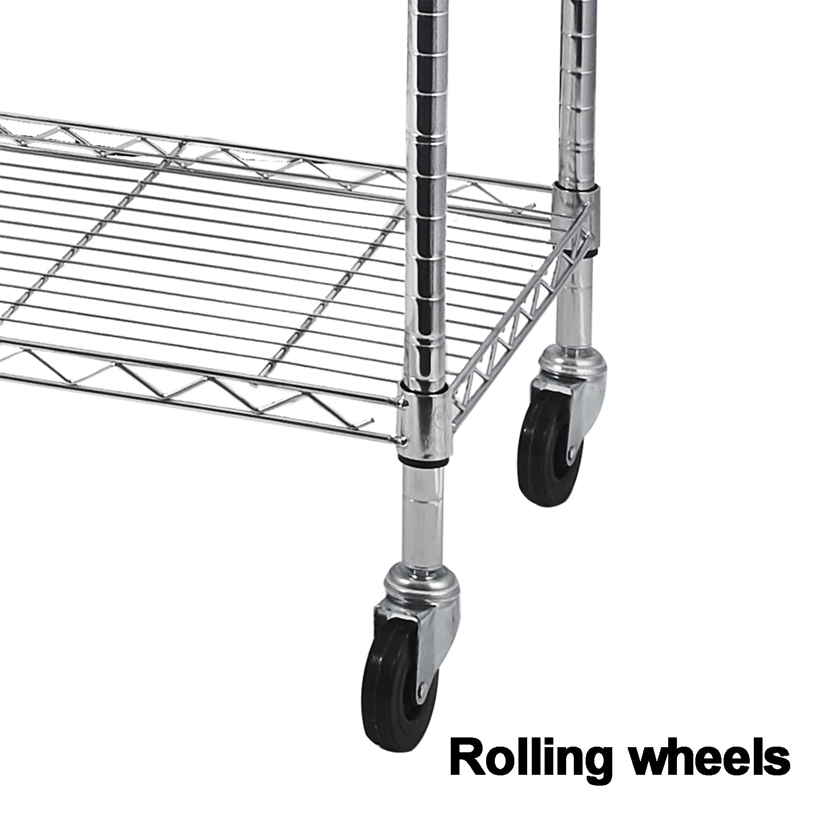 Ymlpre Commercial 5 Tier Steel Wire Shelving Unit with Wheels Ultradurable Heavy Duty Metal Storage Rack Organizer for Garage, Warehouse, Office, Restaurant, Classroom, Kitchen, 5-Tier with Wheels