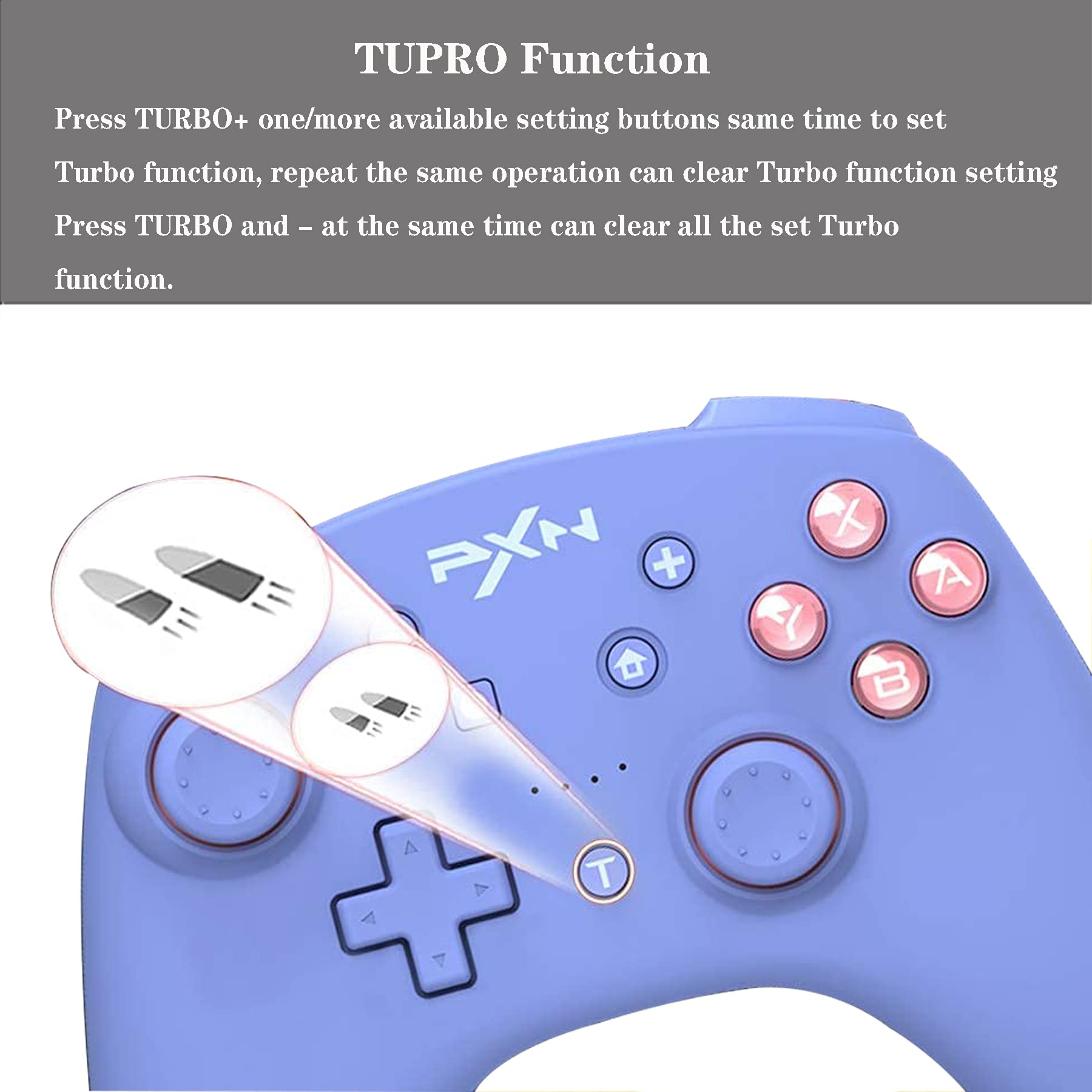 PXN 9607X Wireless Switch Controller,Pro Controller Gamepad Joystick Support NFC/Amibo/Turbo Screenshot Gyrox Axis and Dual Vibratio,Switch for N-Switch/Lite/OLED (blue)