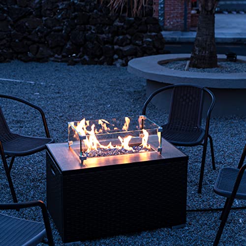 X Home 10 LB Fire Glass Diamonds, 1 Inch Fire Pit Glass for Fire Pit, Gas Fireplace, High Luster Aqua Blue