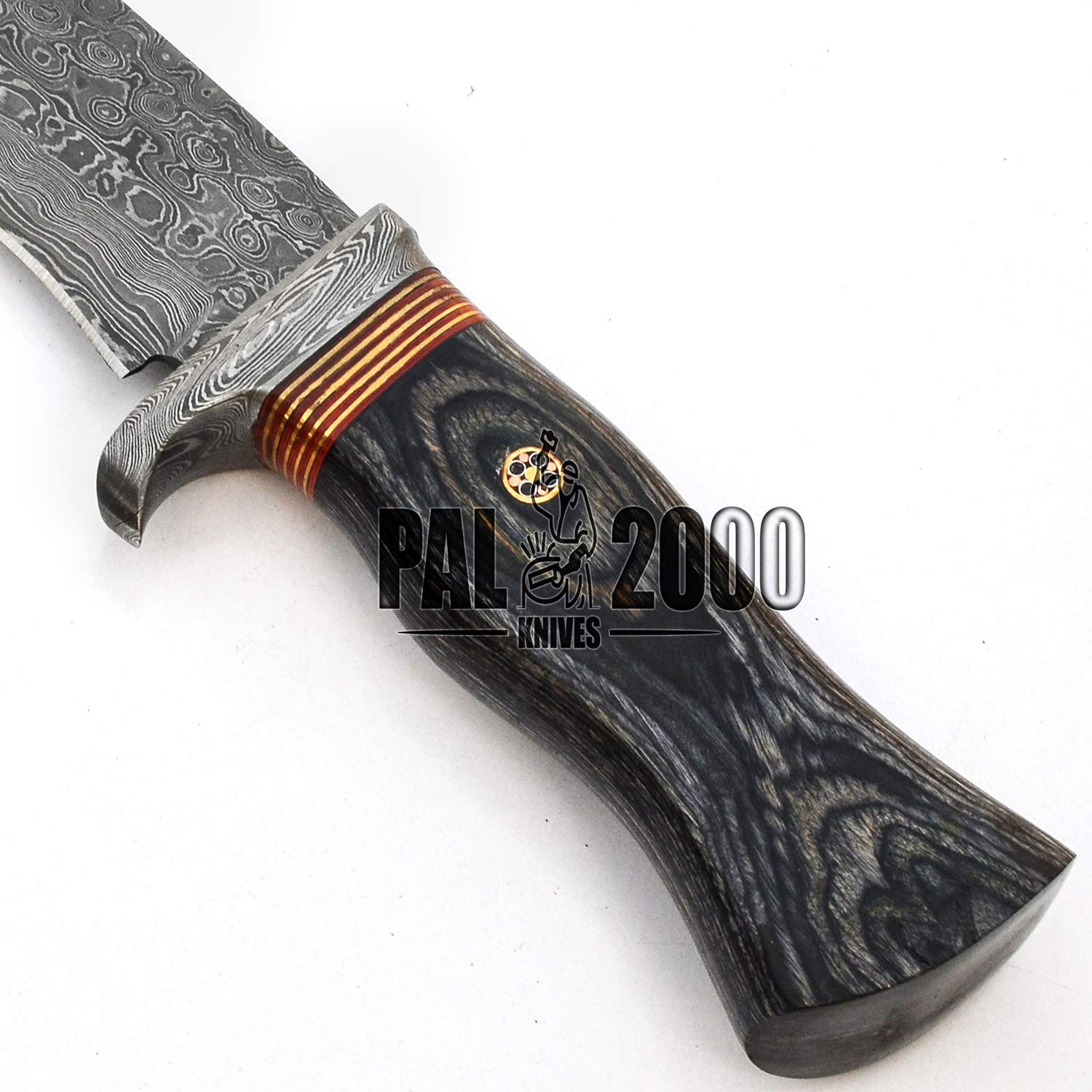 PAL 2000 KNIVES DAM-9812 Handmade Damascus Steel Fixed Blade Hunting Knife Rose wood Handle with Sheath