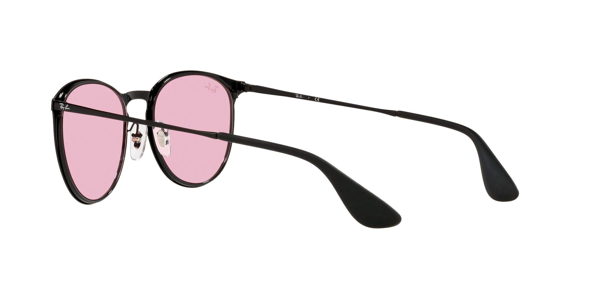 Ray-Ban RB3539 Erika Metal Polarized Round Sunglasses, Black/Evolve Photochromic Pink to Blue, 54 mm
