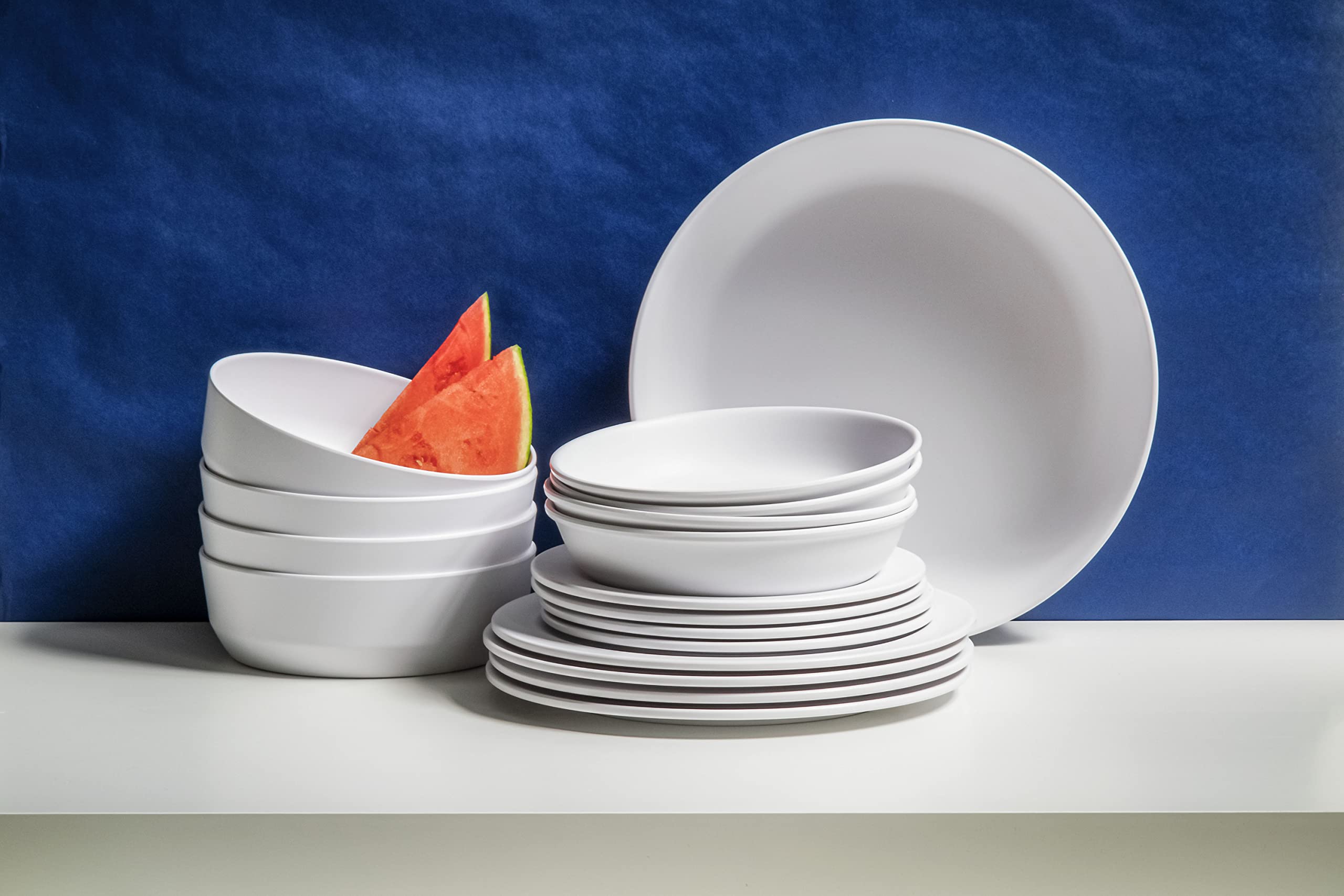 TarHong Edge Matte Low Bowl for Pasta/Salad/Soup, 8.5-Inch, 29.5-Ounce, Pure Melamine, Shatterproof, Matte White, Set of 6