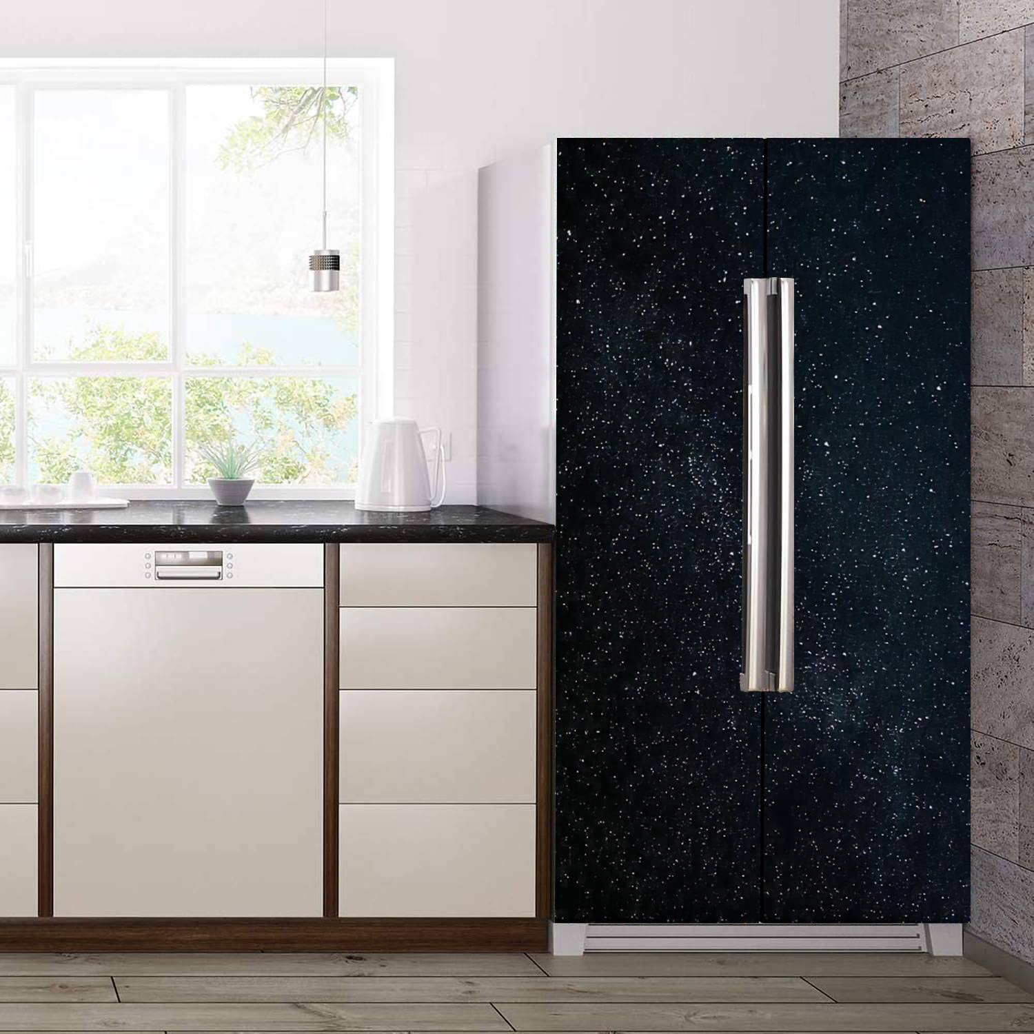 Self Adhesive Vinyl Refrigerator Wrap Set Very Sky Door Mural Sticker Removable Fridge Sticker Full Door Cover Peel and Stick Kitchen Decor