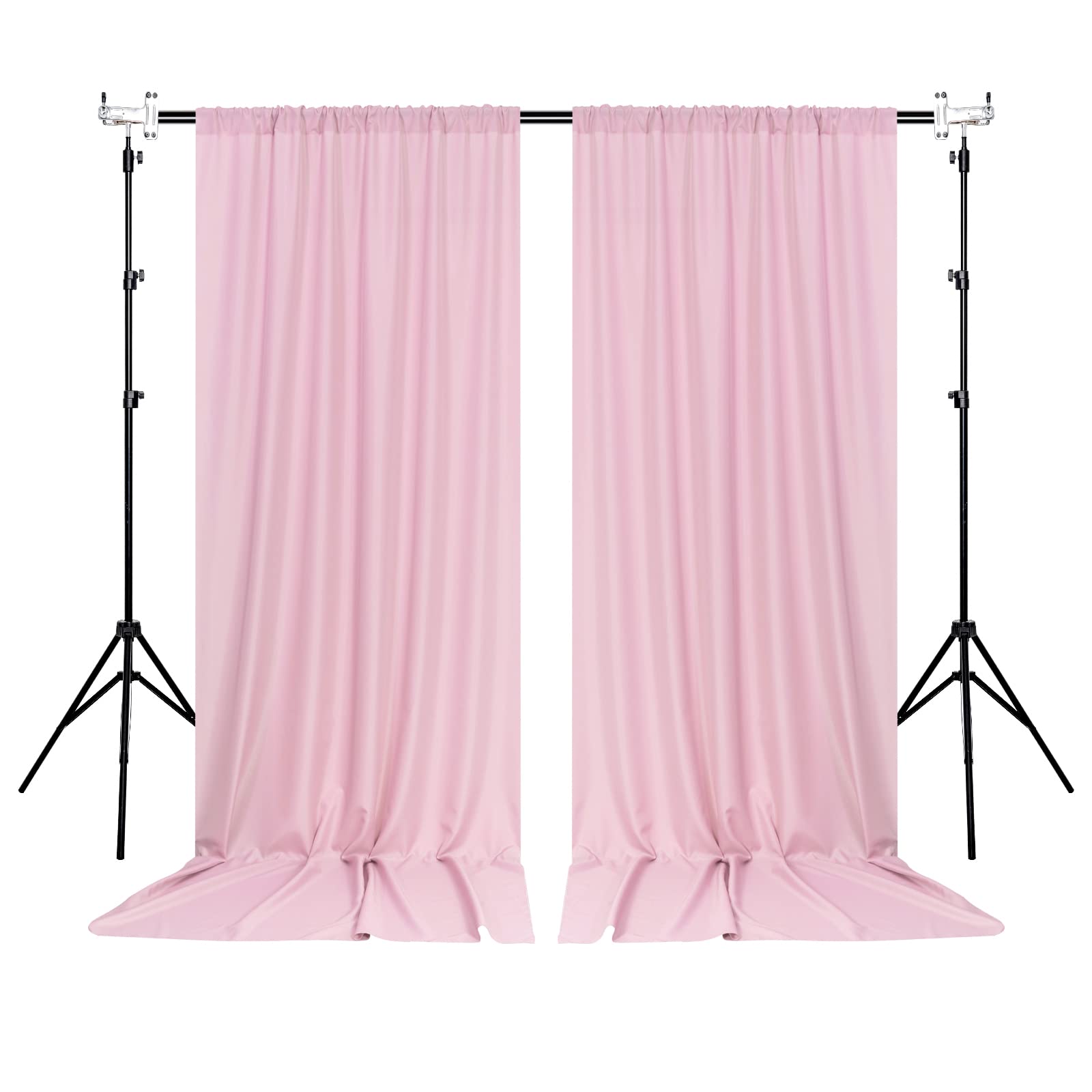 Pink Backdrop Curtain for Parties Rod Pocket Pink Curtains Photography Backdrop Drapes Privacy Fabric Decoration for Birthday Party Wedding Baby Shower Home Decor, 5ft x 10ft, 2 Panels