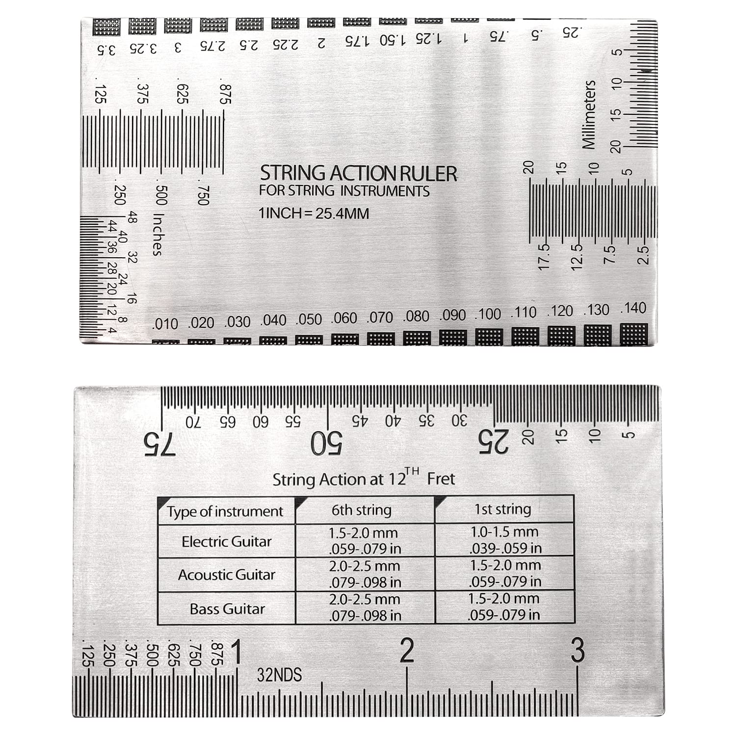Taiss String Action Ruler,String Action Gauge Ruler Tool,Guitar String height Gauge For Acoustic Guitar and Electric Bass F-073