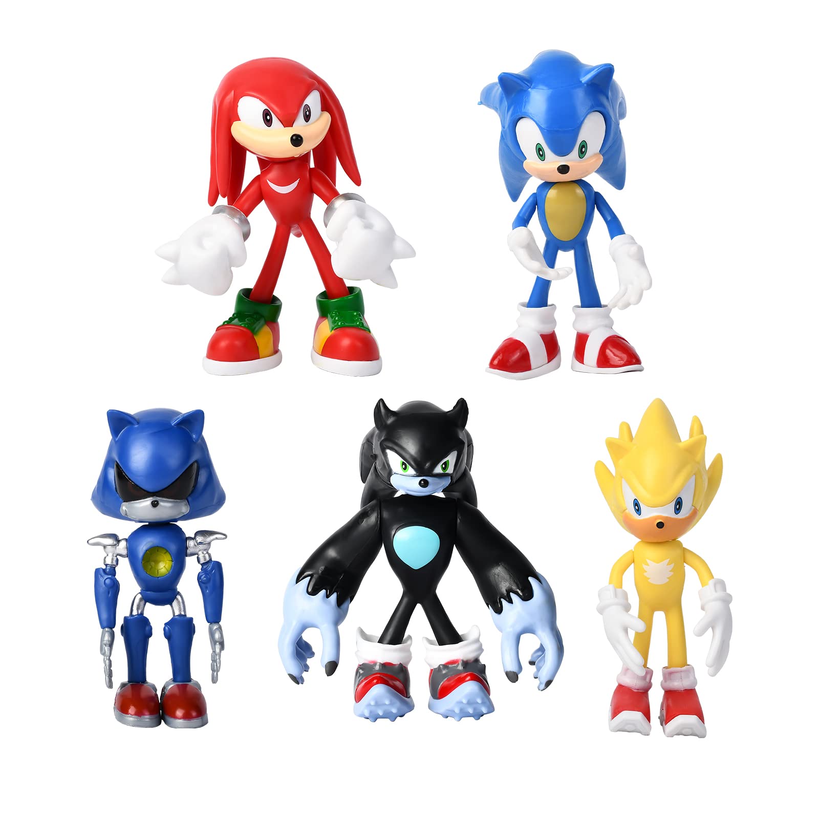 VOOLI Sonic Action Figures Toys,4.8'' Tall with Movable Joint Playsets Toys, Perfect Kids Gifts (Pack of 5)