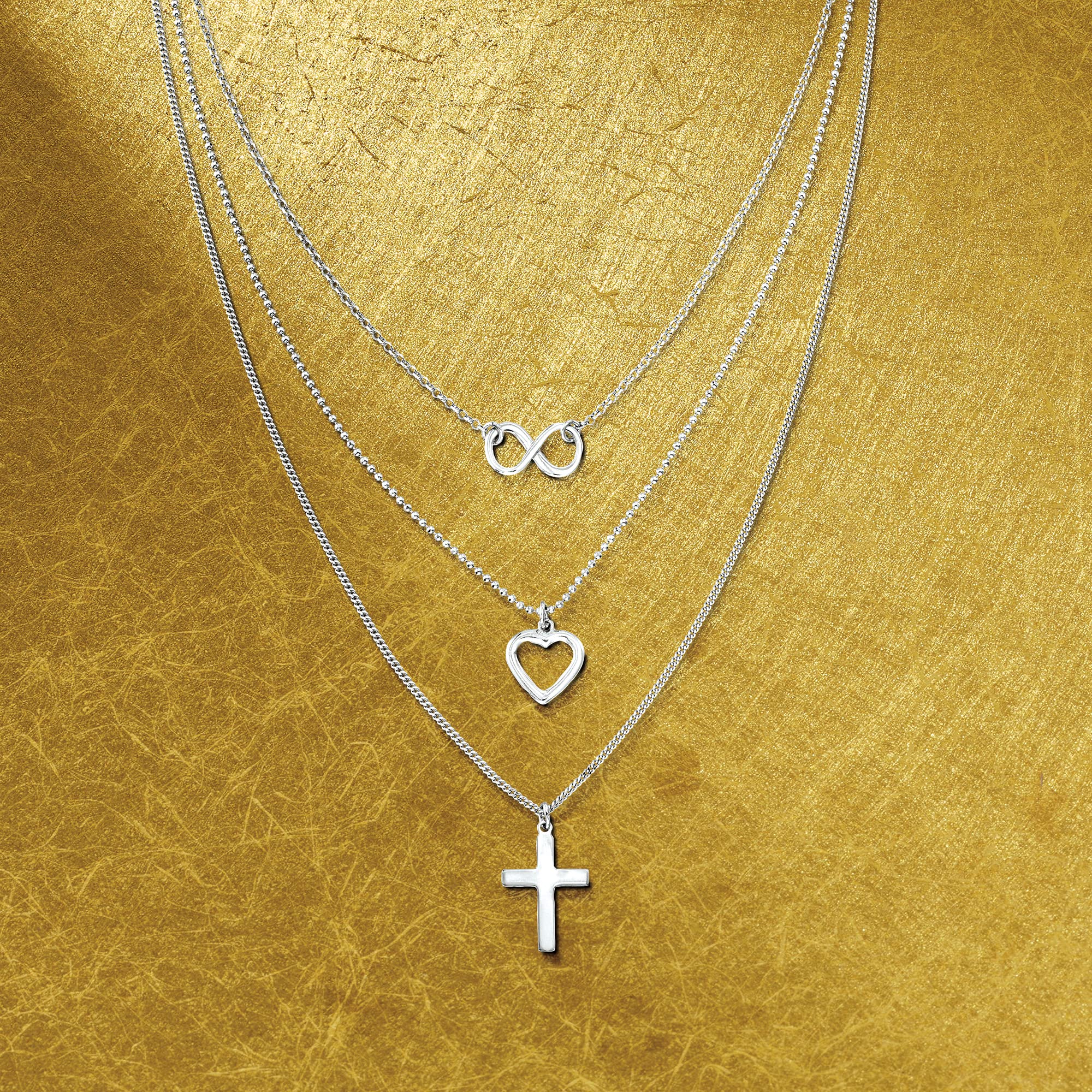 Ross-Simons Italian Sterling Silver Multi-Symbol Layered Necklace. 16 inches