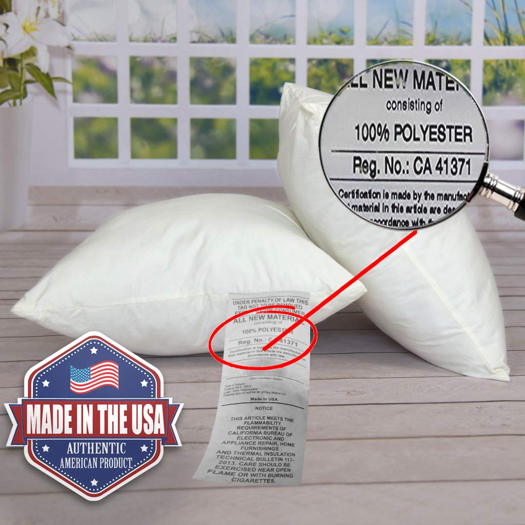 MSD 2 Pack Pillow Insert 34X34 Hypoallergenic Square Form Sham Stuffer Standard White Polyester Decorative Euro Throw Pillow Inserts for Sofa Bed - Made in USA (Set of 2) - Machine Washable and Dry