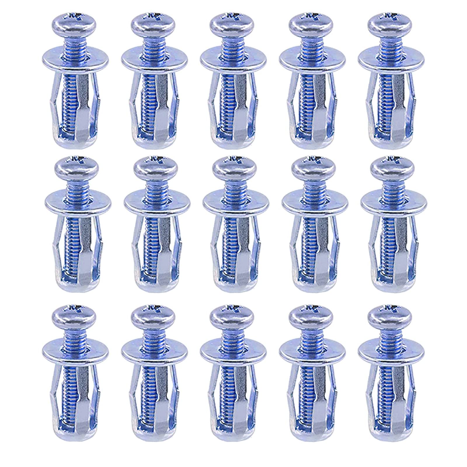 XUERZAT 15 Pieces M5×25 Jack Nut, Petal Nut, Expansion Nut, Thinning Fixing Pin, with Screw for Assembling Hollow Wall Iron Wire Thin Soft Wall (M5*25)
