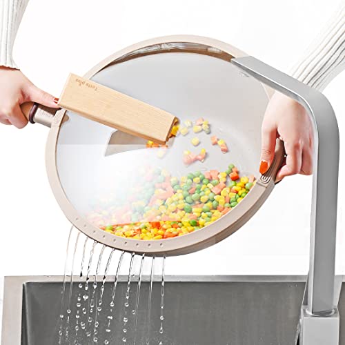 Taste plus Deep Frying Pan with Glass Lid, Small Skillets Nonstick with Lid,Small Saute Pan with Wooden Handle 9.5inch