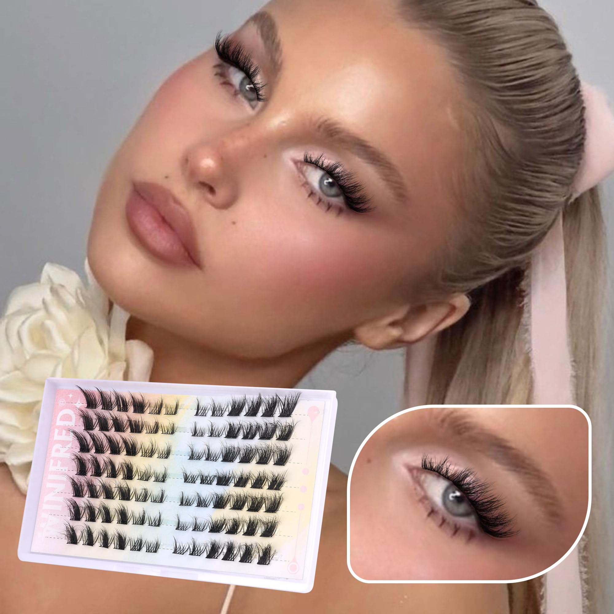 Natural Individual Lashes Extension Kit Cluster Lashes Bond and Seal Fake Eyelashes Wispy Manga Lashes Natural Look DIY Mink Lashes Clusters by Winifred