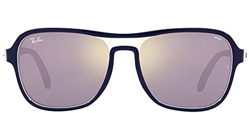 Ray-Ban Rb4356 State Side Evolve Polarized Square Sunglasses, Blue Creamy Light Brown/Photochromic Dark Grey Mirrored Gold, 58 mm