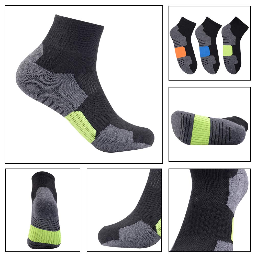 Mens Ankle Athletic Socks Cushioned Sports Running Casual Sock 6 Pack,Grey,Sock Size 10-13