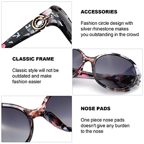 SIPHEW 2 Pack Classic Round Polarized Sunglasses for Women Lightweight UV Protection Anti-Glare Shades