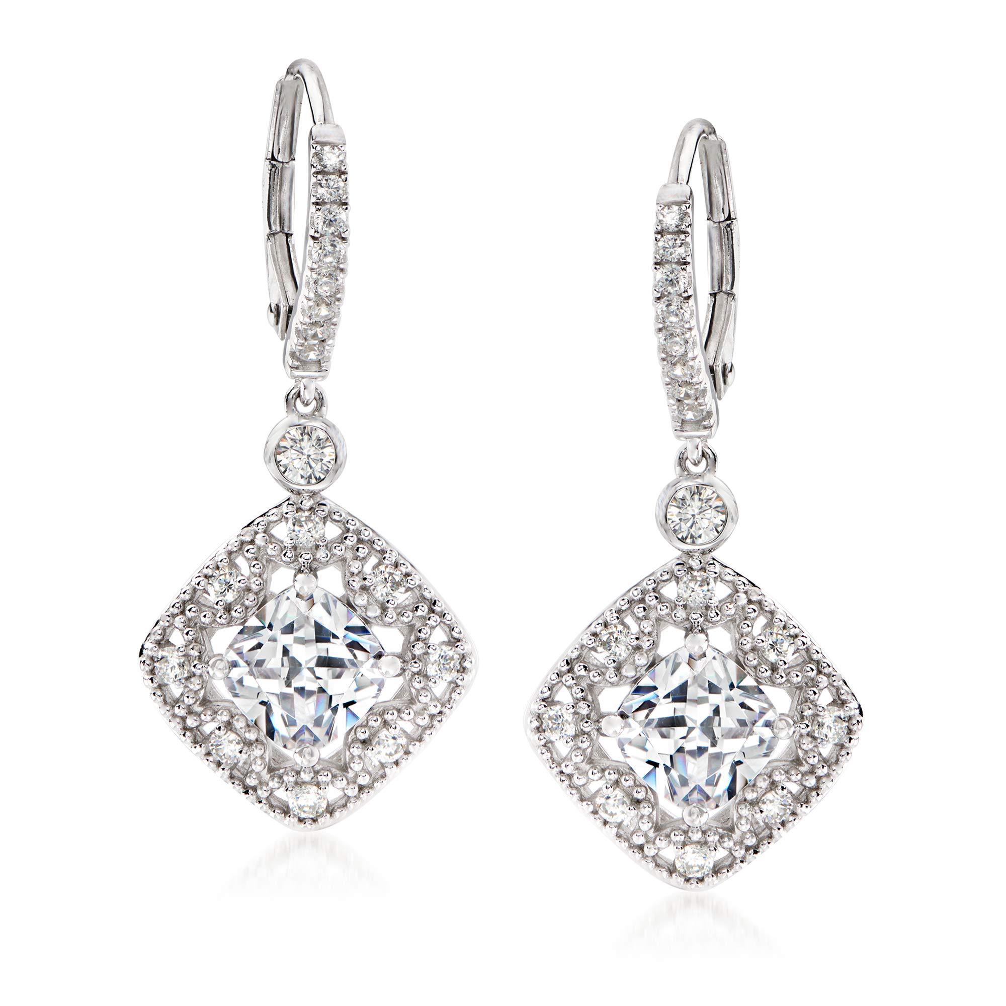Ross-Simons 3.90 ct. t.w. CZ Drop Earrings in Sterling Silver