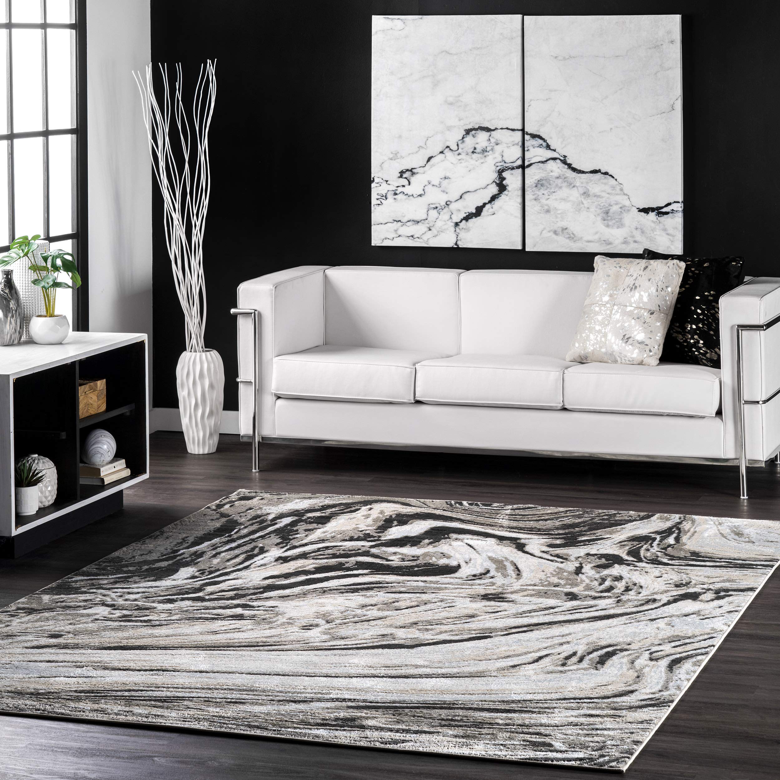 nuLOOM Drea Marble Abstract Area Rug, 4x6, Grey