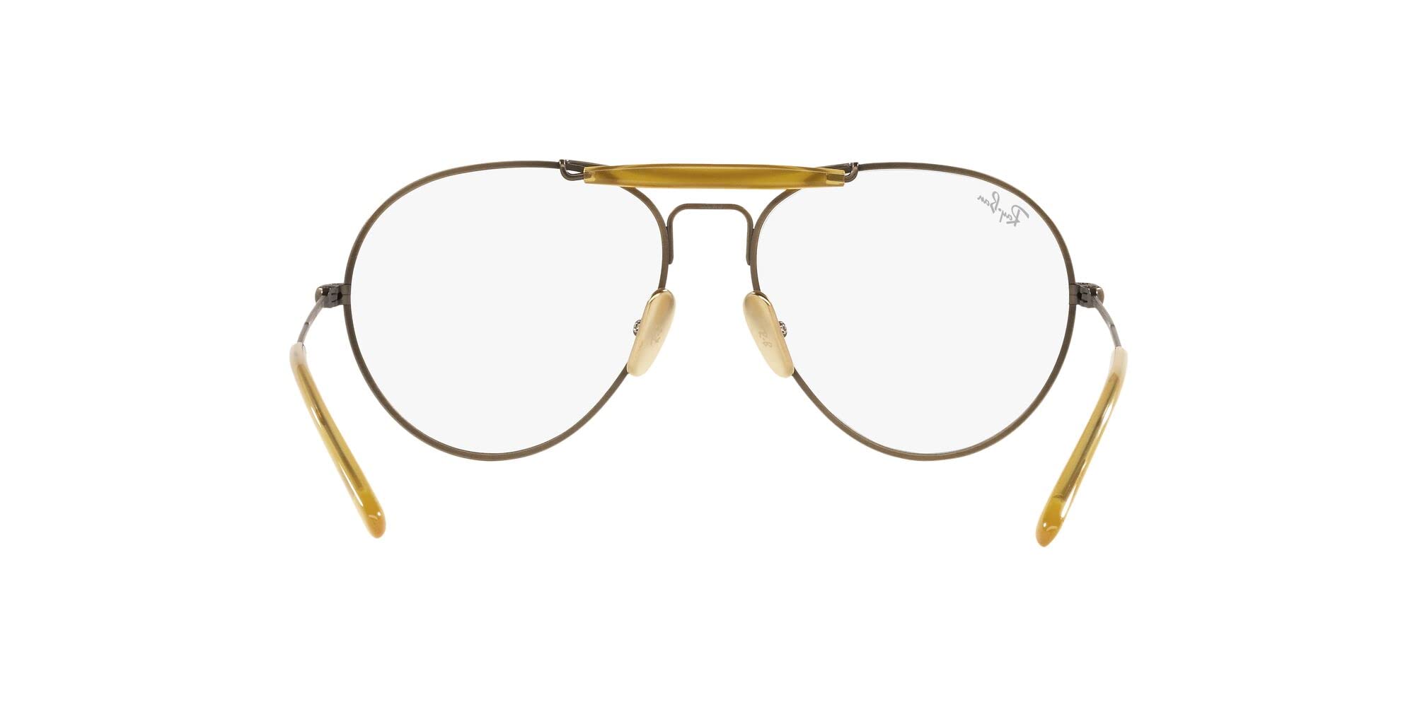 Ray-Ban RX8063V Titanium Aviator Prescription Eyewear Frames, Demi Gloss Antique Gold/Demo Lens, 55 mm