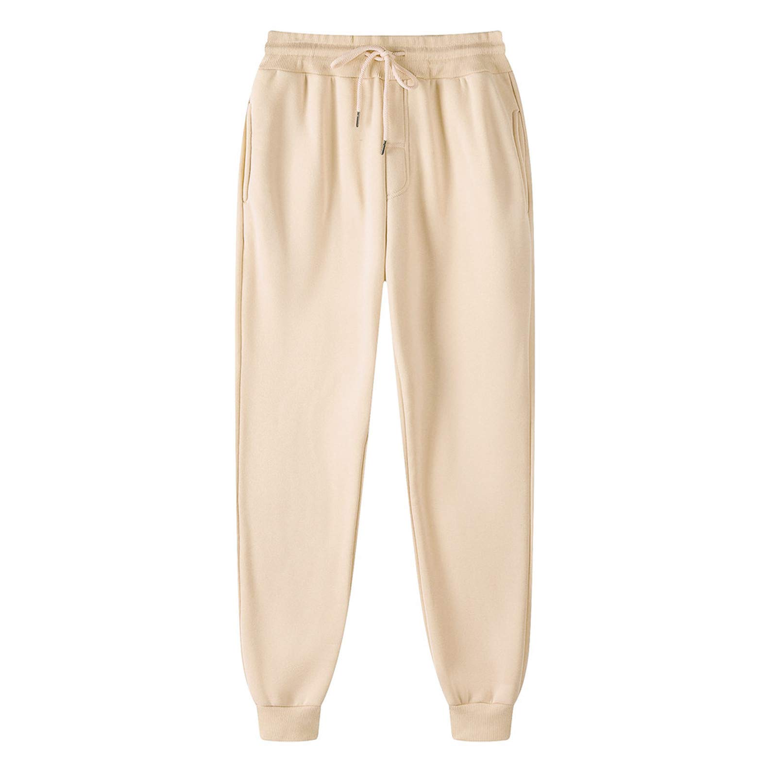 Vickyleb Men's Hiphop Pants Comfy Solid Color Track Cuff Lace-up Workout Pants with Pocket Womens Business Casual Pants