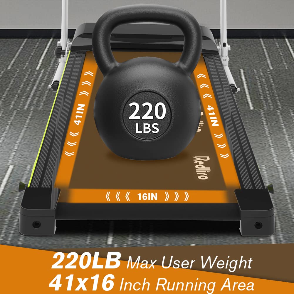 REDLIRO Foldable Treadmill with Incline, Portable Run Walking Folding Compact Exercise Machine with 12 Preset Program, LED Display, Easy Assembly for Small Space Fitness Electric Workout for Home