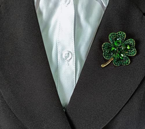 Trafford2009MU Large Classic Shining Shamrock St Patrick's Day Celtic Ireland Enamel Pin Badge Brooch, Green, 50mm x 40mm