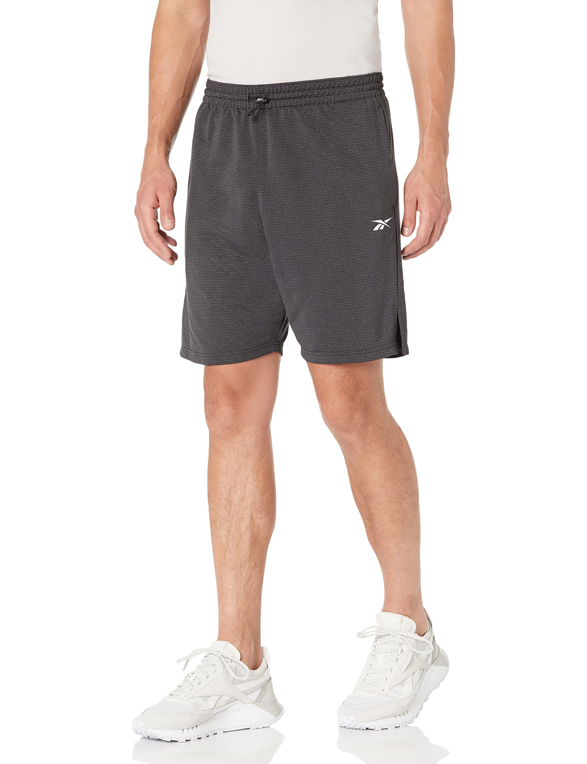 Reebok Men's Standard Workout Ready Knit Shorts, Night Black Melange, Medium