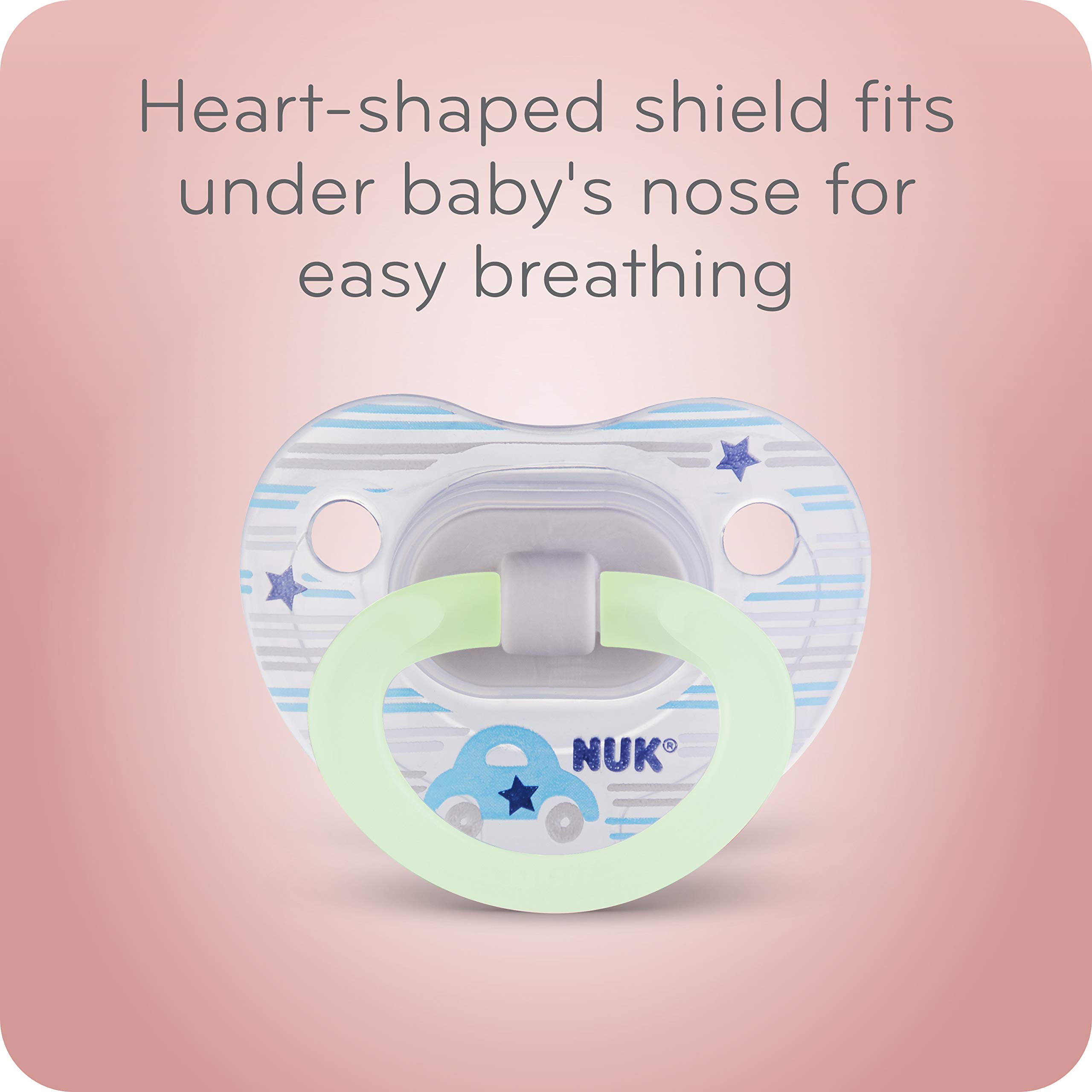 NUK Glow-in-The-Dark Orthodontic Pacifiers, Zebra, 0-6 Month (Pack of 2)